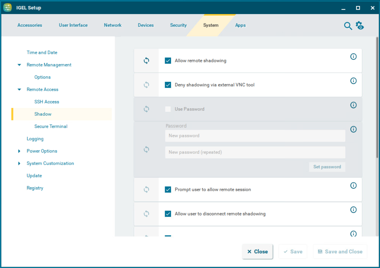 Shadow Settings in IGEL OS 12